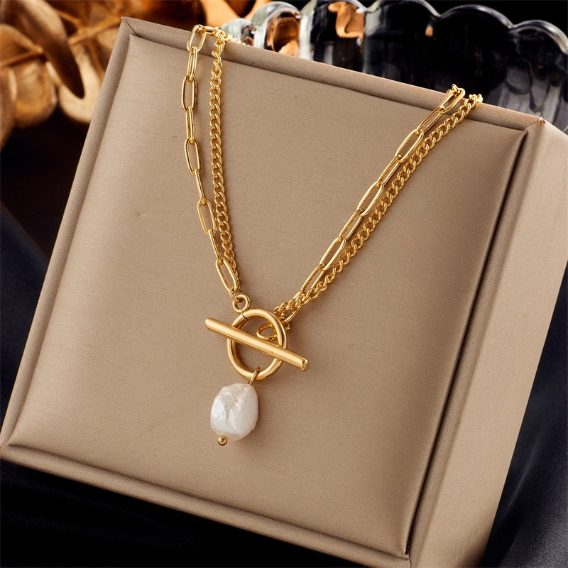 18k Gold Miami Cuban Pearl Rock Necklace – ICEEX