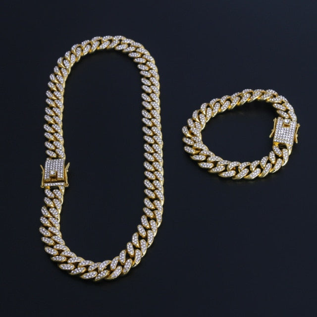 18k Gold Diamond Cuban Link Set – ICEEX