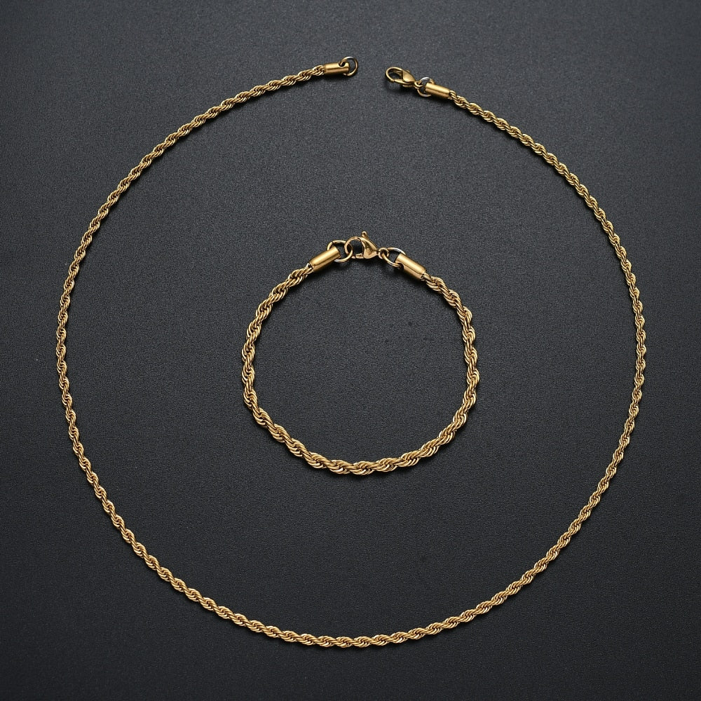 18k Gold Rope Chain Set – ICEEX
